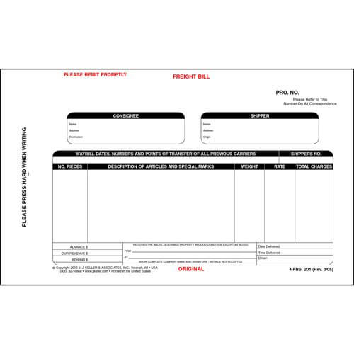 Freight Bill, Dispatch and Trip Reports, 201