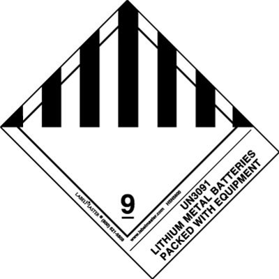 UN3091 Lithium Metal Batteries Packed with Equipment Label, DOT Labels ...