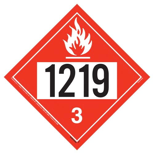 UN 1219 Flammable Liquid Placard, Removable Vinyl, UN Vinyl Placards ...