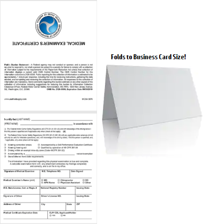 Medical Examiners Certificate Wallet Card, Medical Examination Forms, USMEC